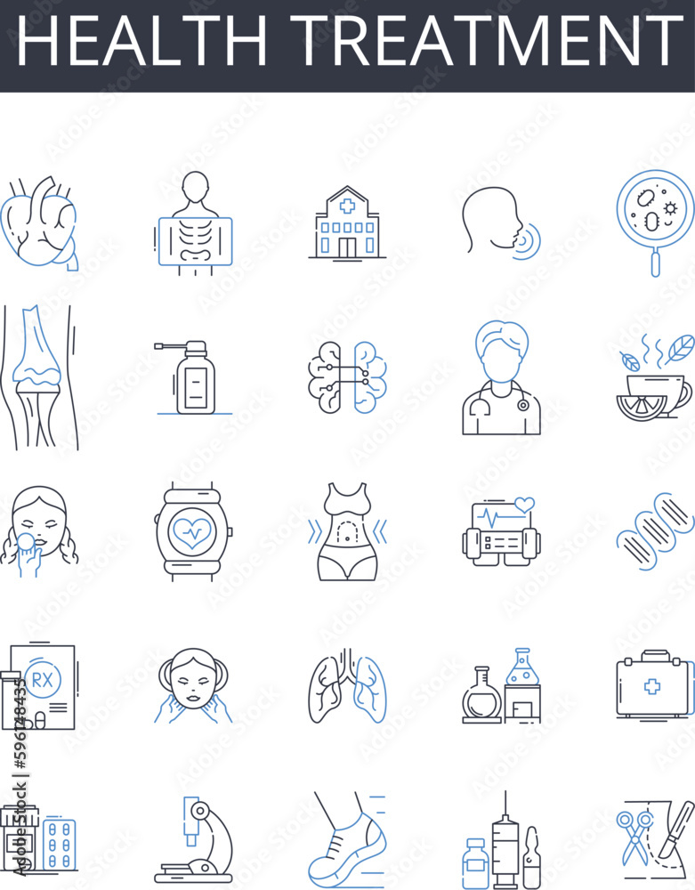 Health treatment line icons collection. Medical care, Wellness program ...