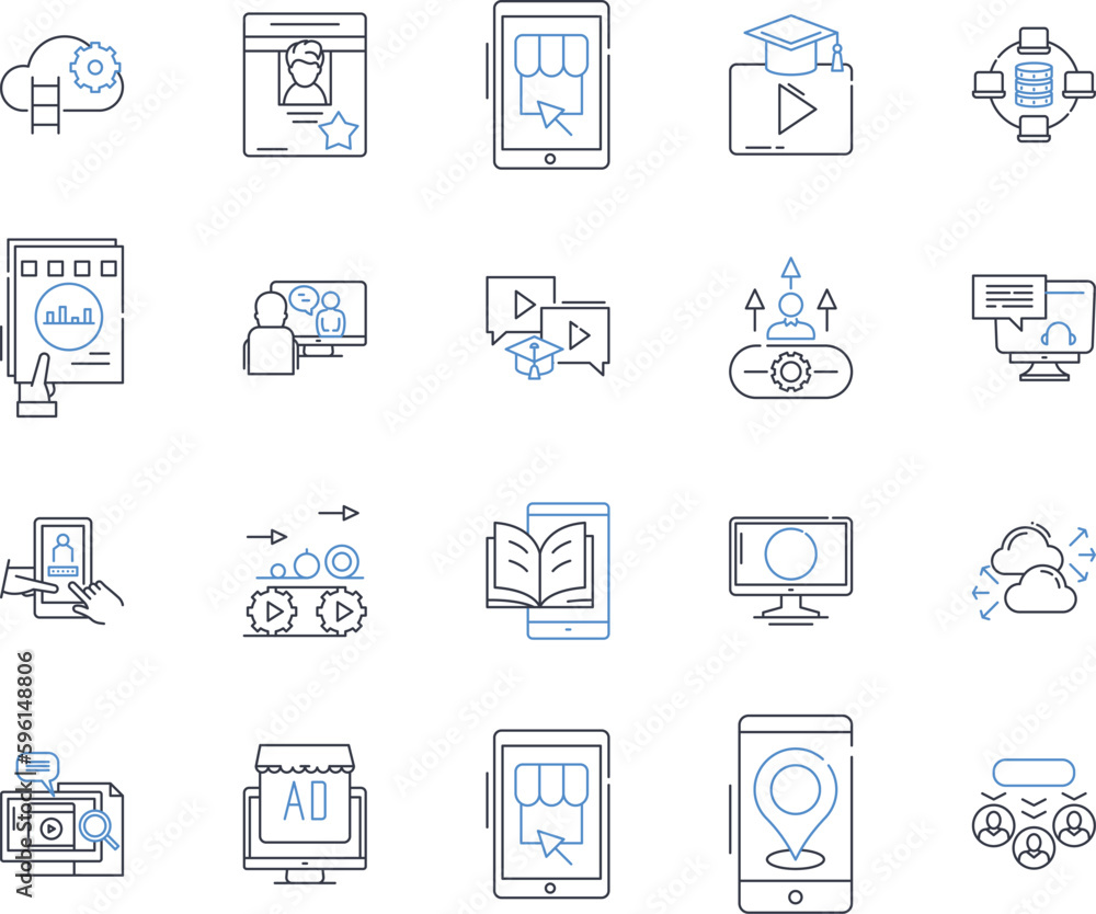 Virtual nerks line icons collection. Virtual, Nerk, Online, Gaming, Fun, Digital, Interactive ...