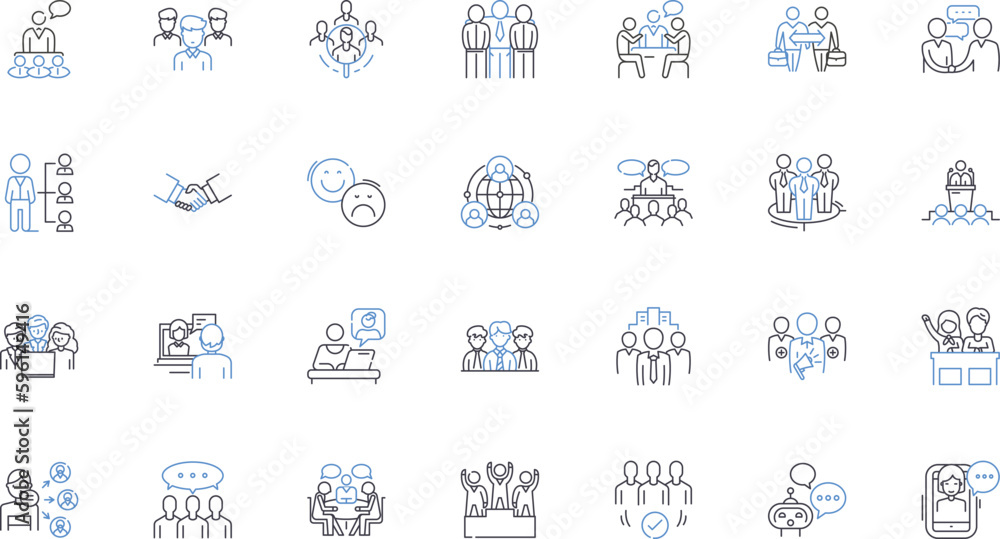 Posse line icons collection. Crew, Gang, Squad, Team, Bunch, Clique ...