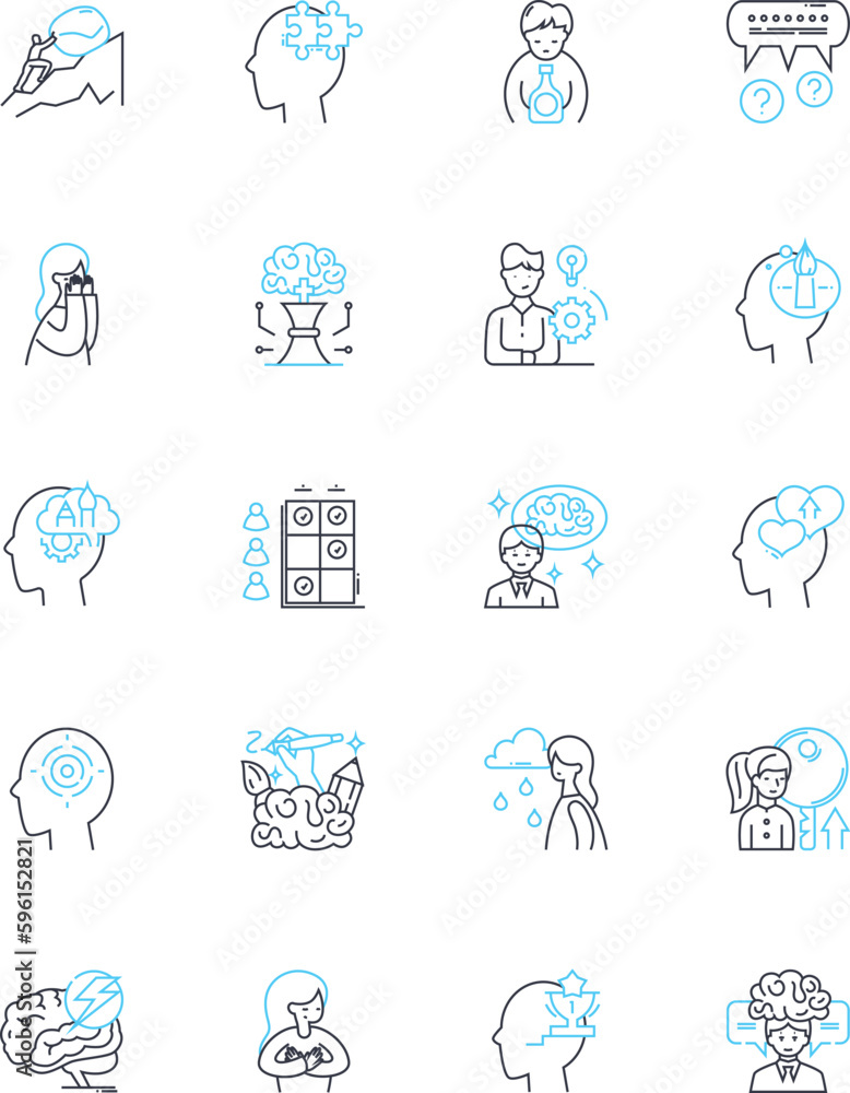 Psychological Help linear icons set. Therapy, Counseling, Support ...