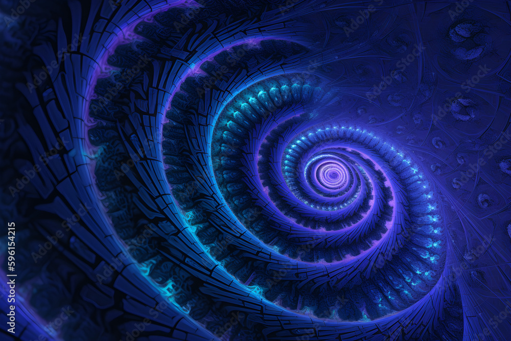 abstract blue spiral. a beautiful and intricate spiral geometric background with a futuristic ...