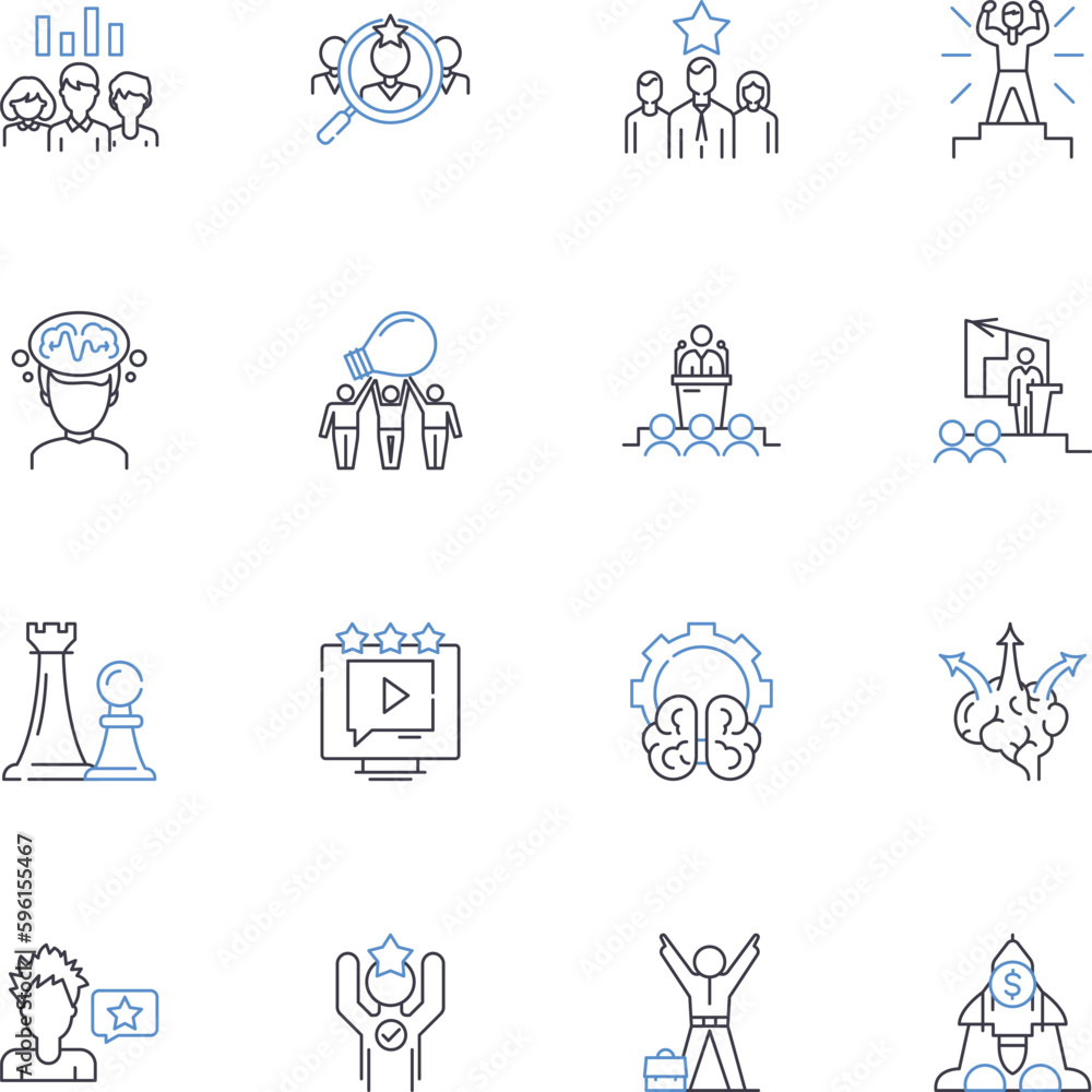 Rulership line icons collection. Authority, Leadership, Monarchy ...