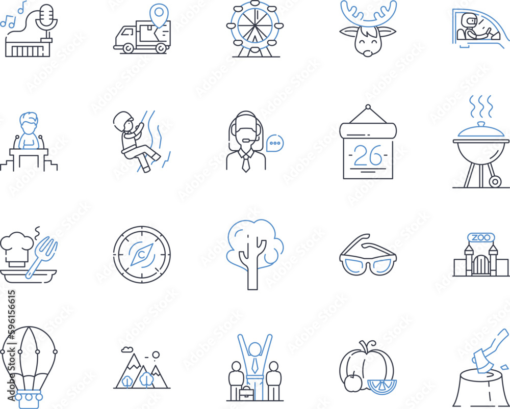 Exploration line icons collection. Expedition, Discovery, Investigation ...
