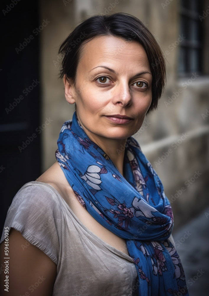 french woman modeling france closeup person wearing scarf short facial ...