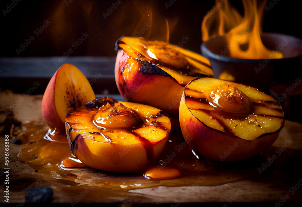 Flame-Kissed Delight Grilled Peaches with Honey AI-generated art ...