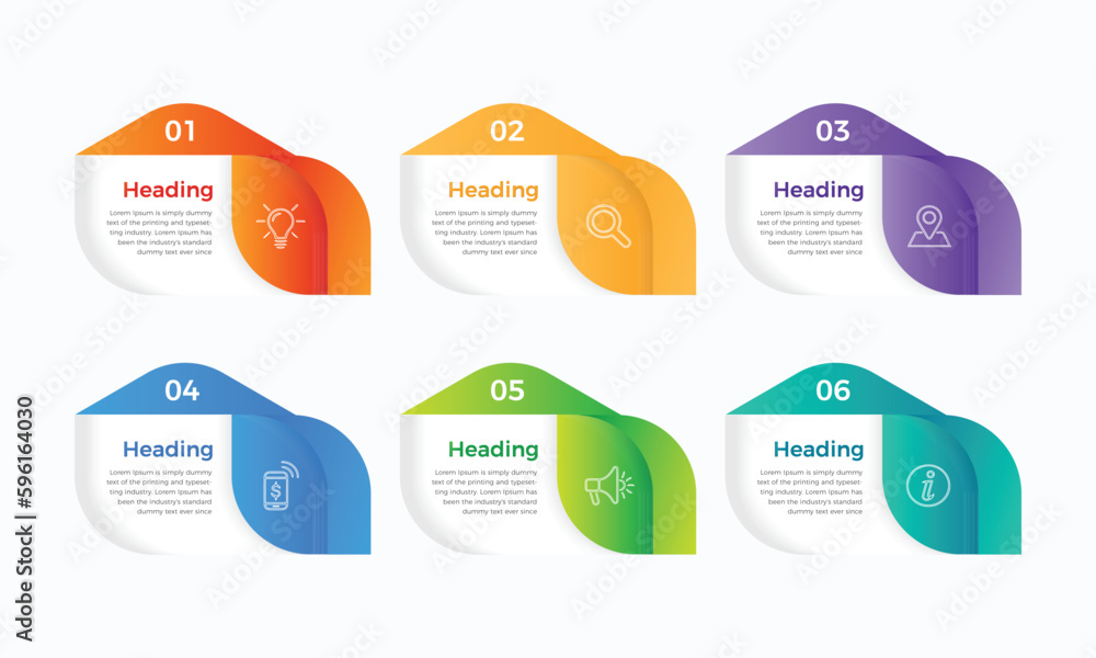6 steps business infographics template. Modern colorful infographic ...
