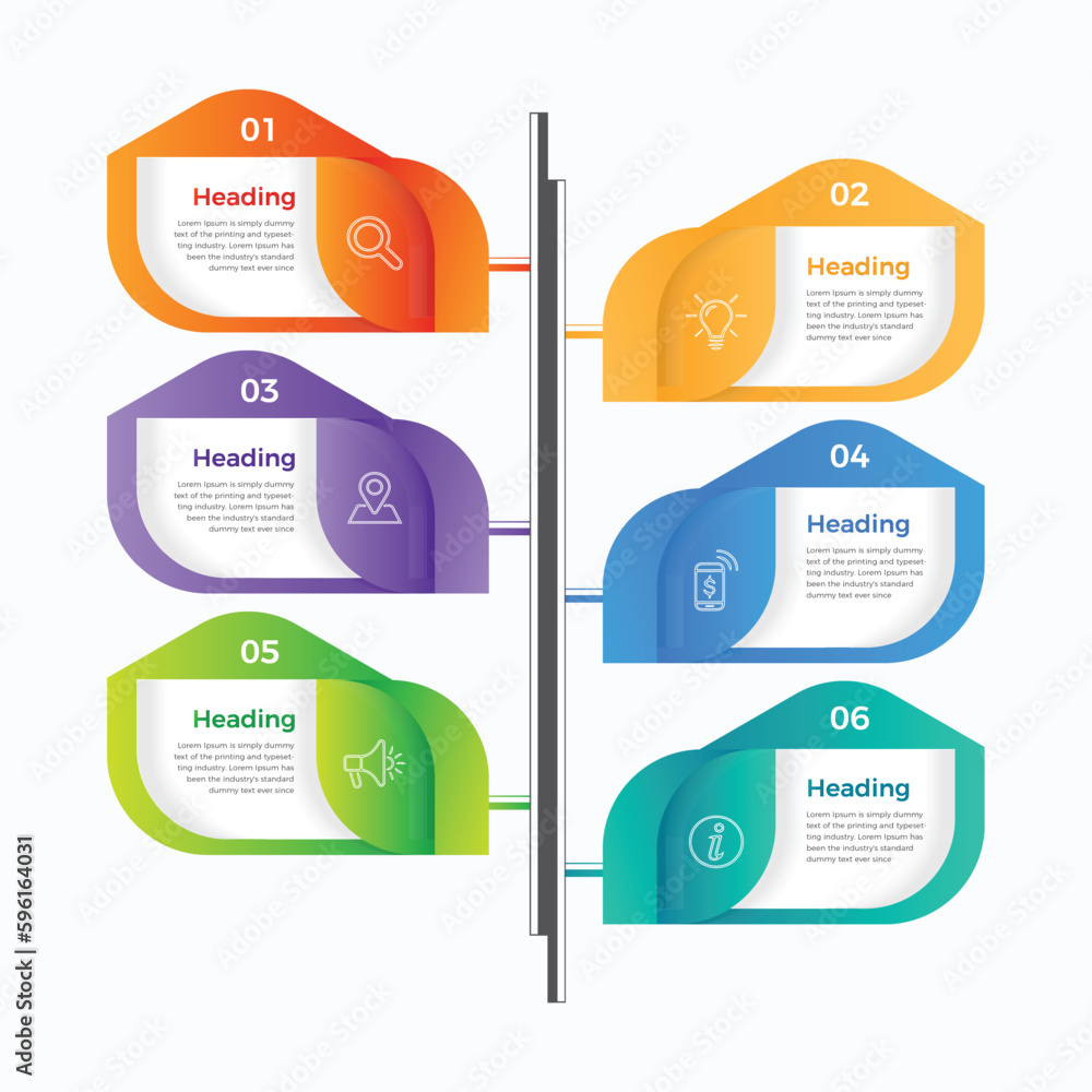6 steps business infographics template. Modern colorful infographic ...