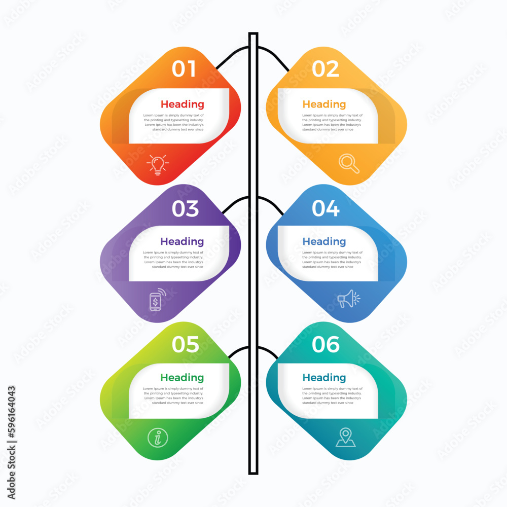 6 steps business infographics template. Modern colorful infographic ...