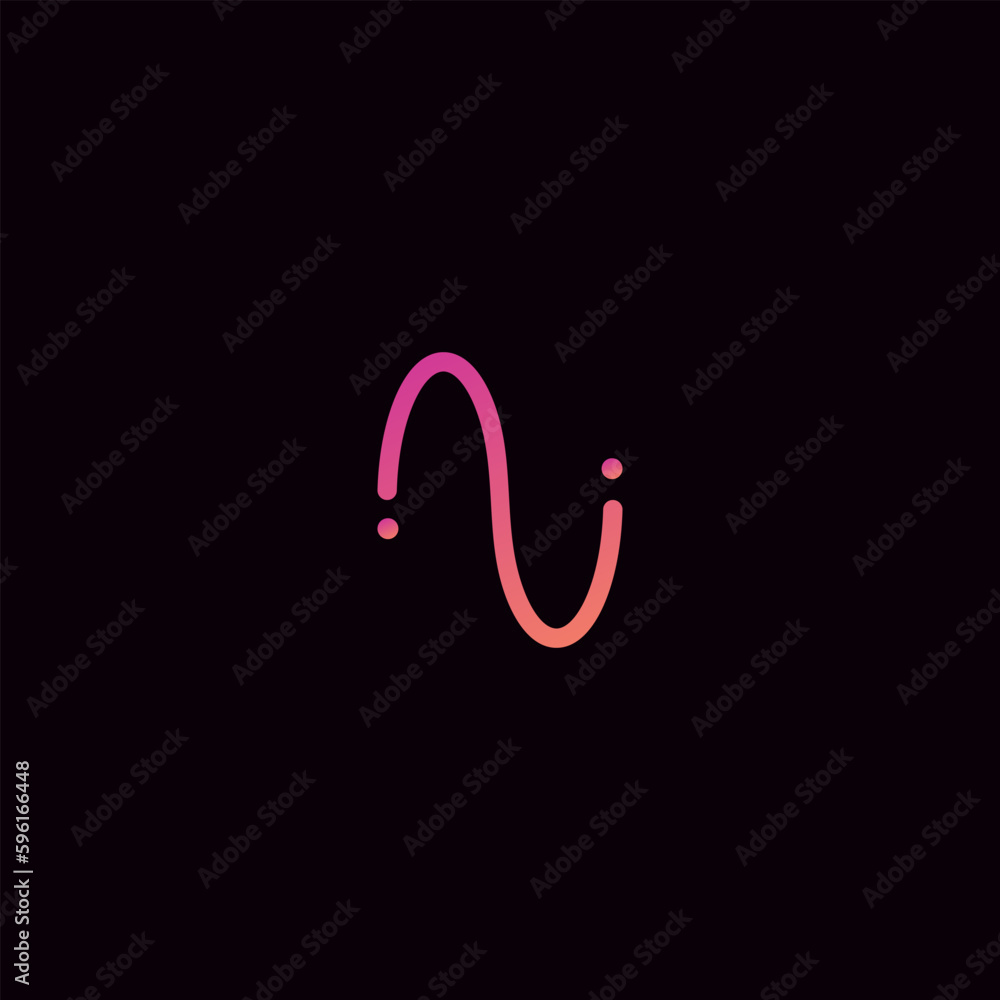 n letter wave logo with dots flat vector icon. Stock Vector | Adobe Stock