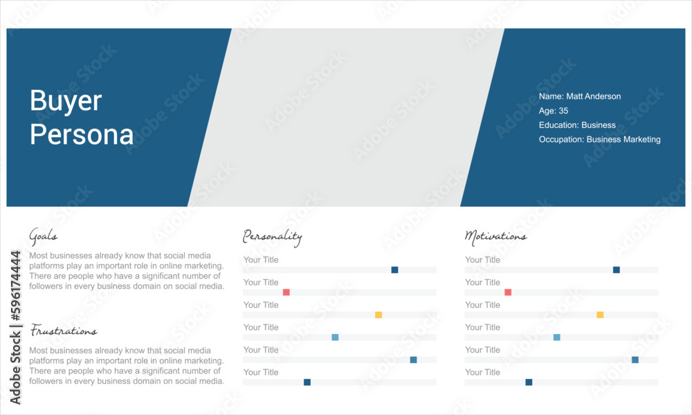 User Persona Document Template Vector Illustration. Examples of User ...