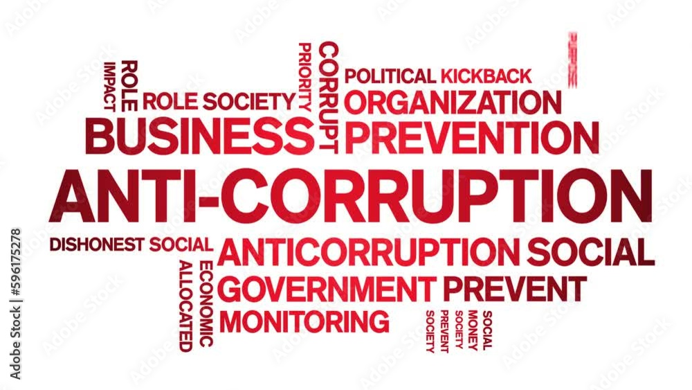 Anti-corruption animated tag word cloud;text design animation kinetic ...