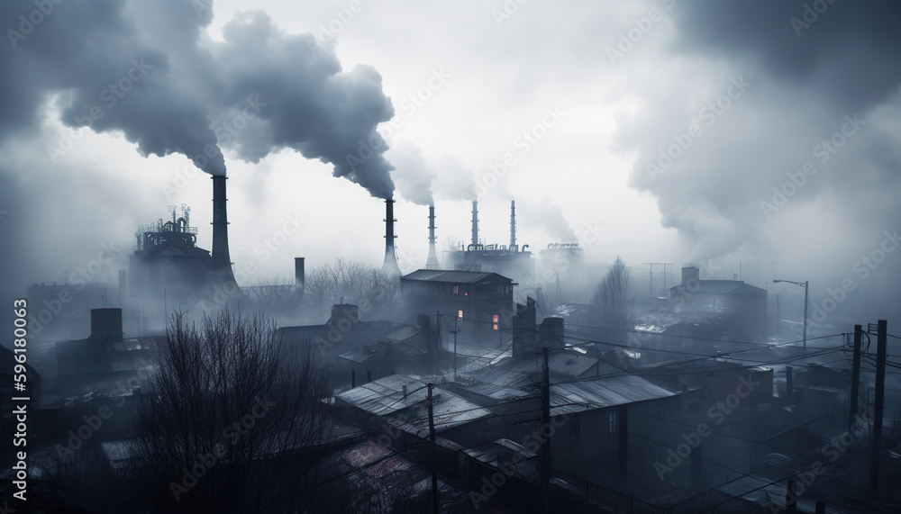 Generative AI technology.Environmental pollution, industrialization ...