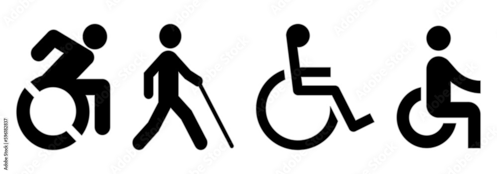 Disabled people icons isolated on transparent background. Stock Vector ...