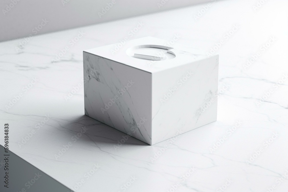 Minimalist 3D shape on white background. Rendered with embossing and ...