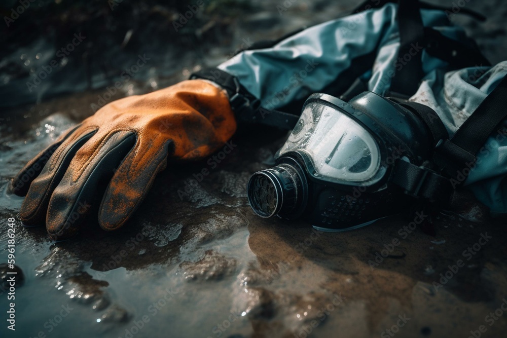 Polluted water with discarded PPE including mask and gloves due to ...