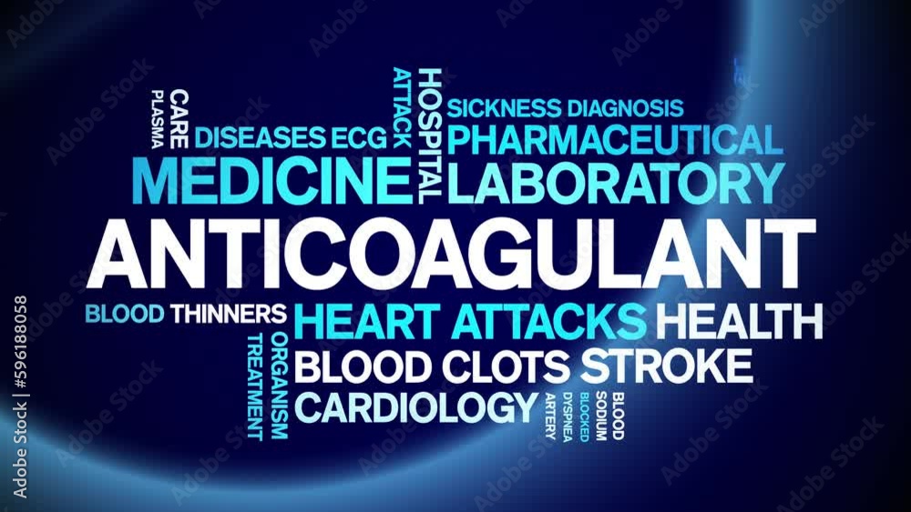 Anticoagulant animated tag word cloud;text design animation kinetic typography seamless loop ...
