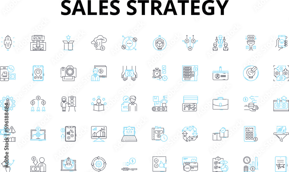 Sales Strategy Linear Icons Set Conversion Prospecting Pipeline Decision Making Forecasting
