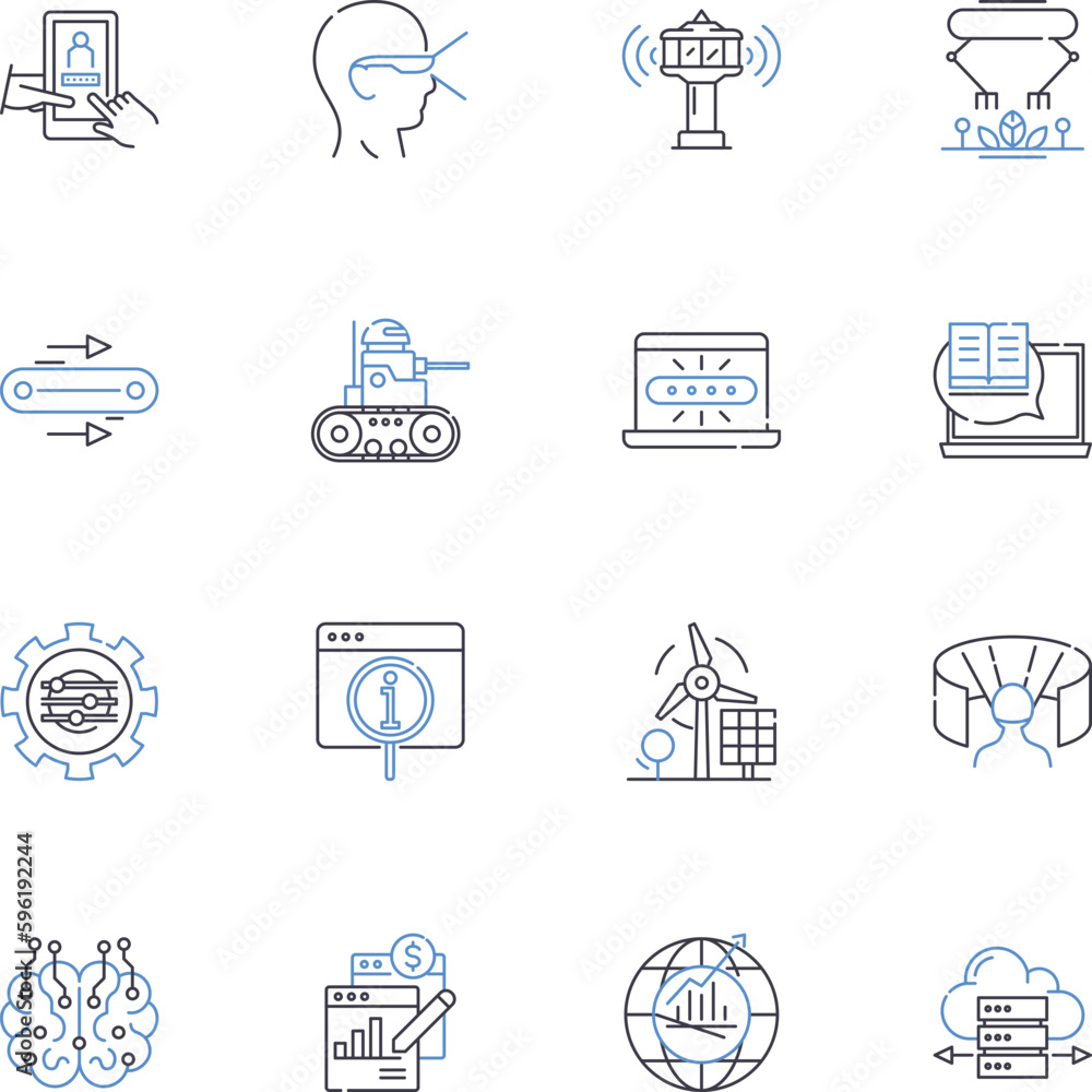 Interactive media line icons collection. Engagement, Gamification ...