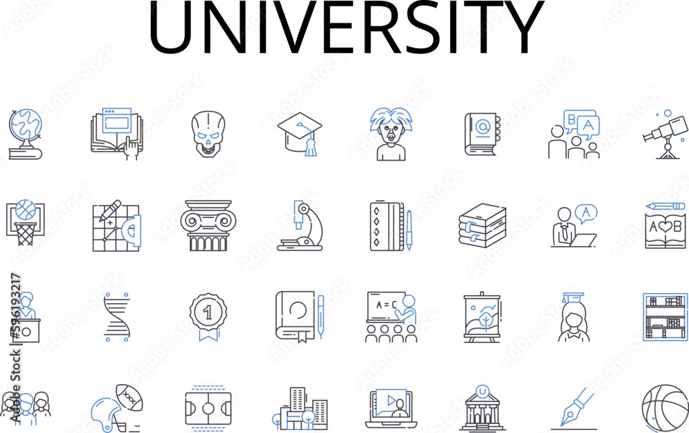 University line icons collection. College, School, Academy, Institute, Polytechnic, Conservatory ...
