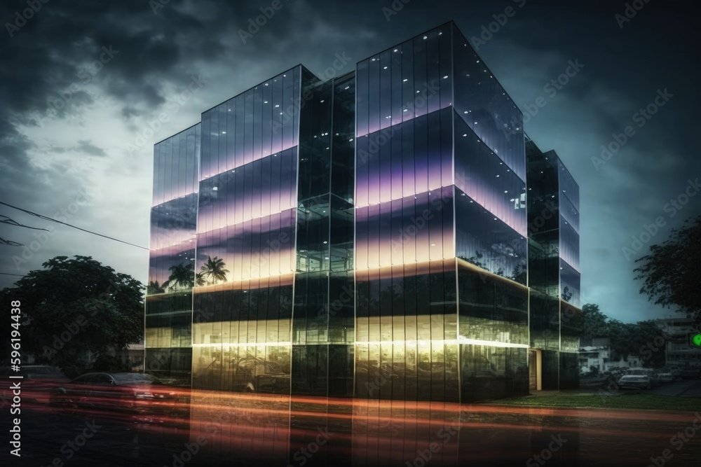 A futuristic architecture design for a commercial building, using a ...