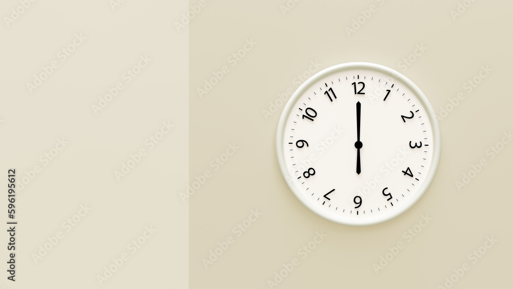White clock on pastel color background. White wall clock hanging on the ...