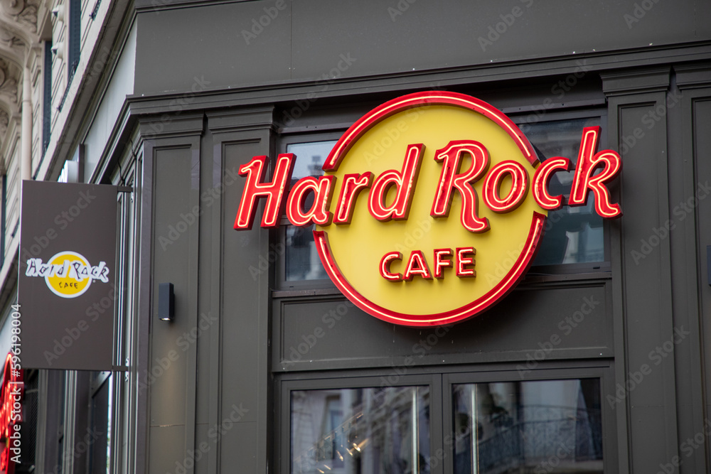Hard Rock Cafe sign text and brand logo signboard facade fashion coffee ...