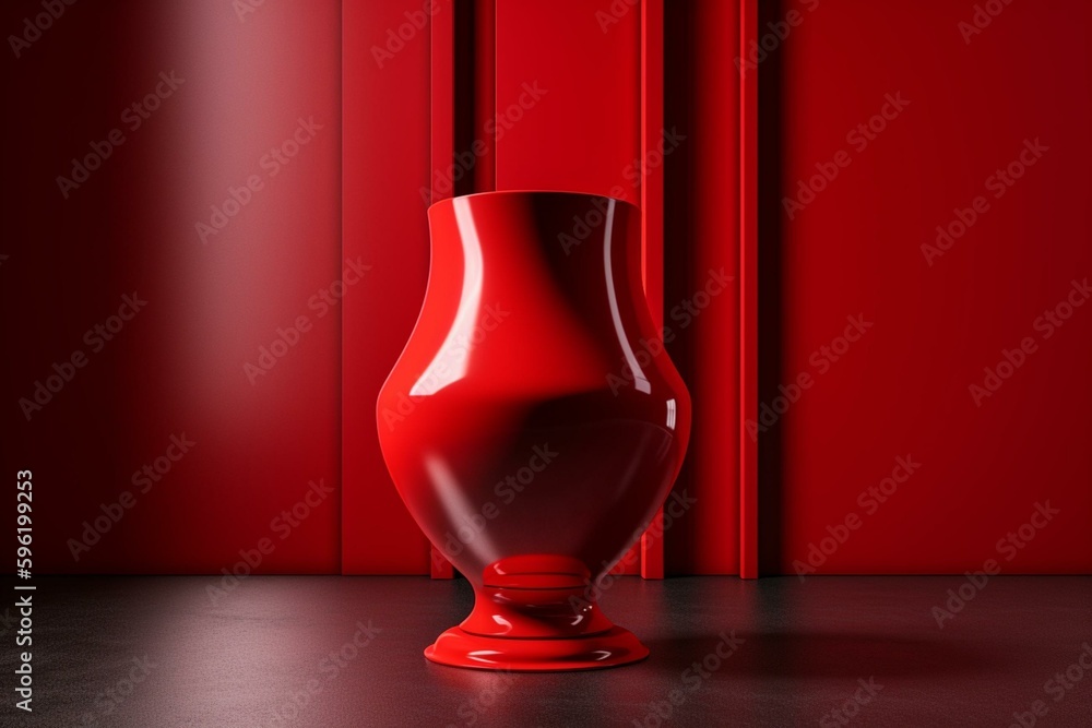 Streamlined pedestal, red, standing frame for presenting products. 3D ...