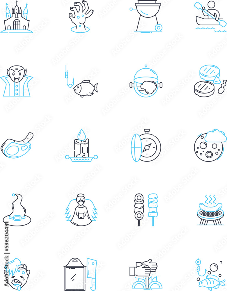 Bash Linear Icons Set Scripting Shell Terminal Command Linux Ubuntu Centos Line Vector
