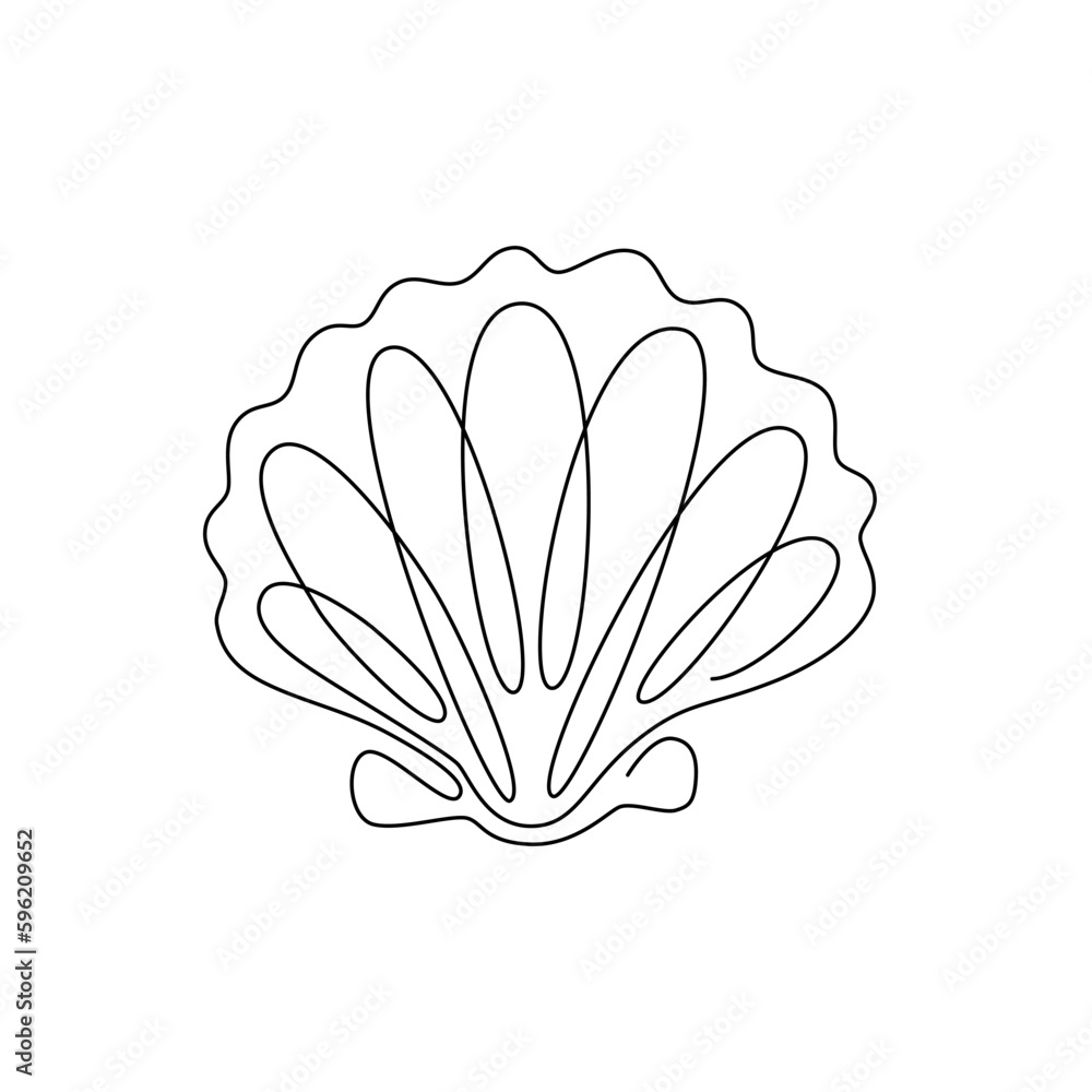 SHELL LINE ART. Vector seashell. Continuous Line Drawing Vector for ...