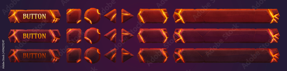 Lava game ui button interface icon animation vector set. Cartoon ...