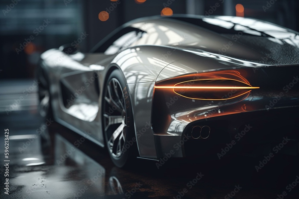Aluminum sports car body design. Generative AI Stock Illustration ...