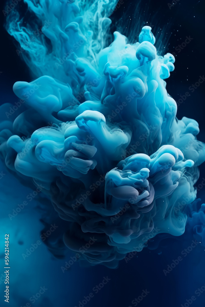 Blue substance is in the water and it looks like it is floating ...