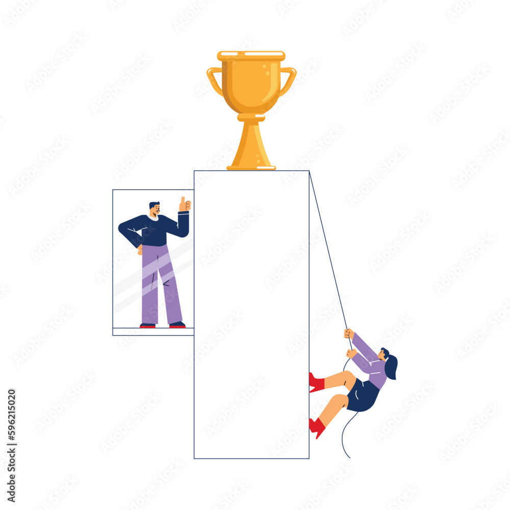 Metaphor for gender inequality in career of man and woman flat vector ...