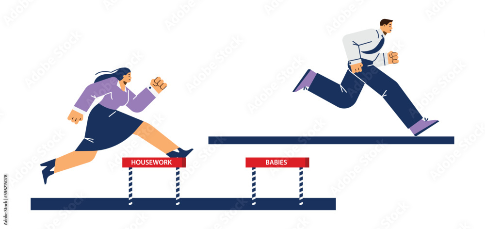 Gender gap and discrimination against women in the workplace, flat ...