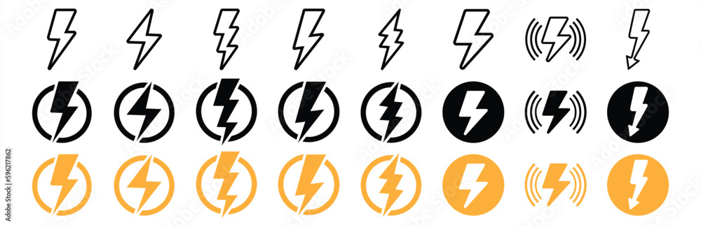 Lightning icon collection, lightning thunderbolt icon. lightning icon ...