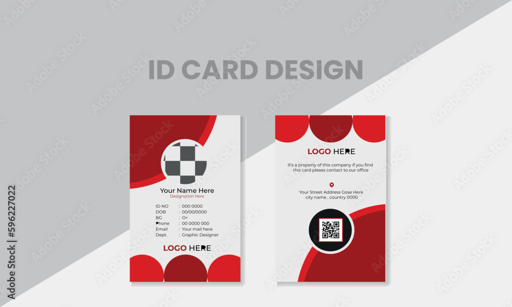 Modern Horizontal and Clean Red Identity Cards. Id card with lanyard ...