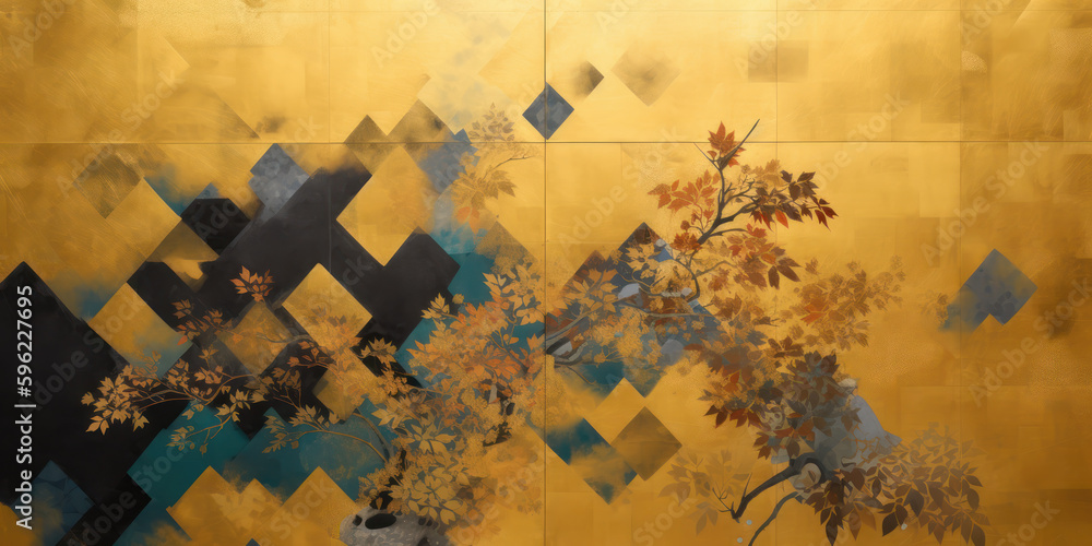 Abstract vintage Japanese calligraphy stroke painting style. lacquer ...