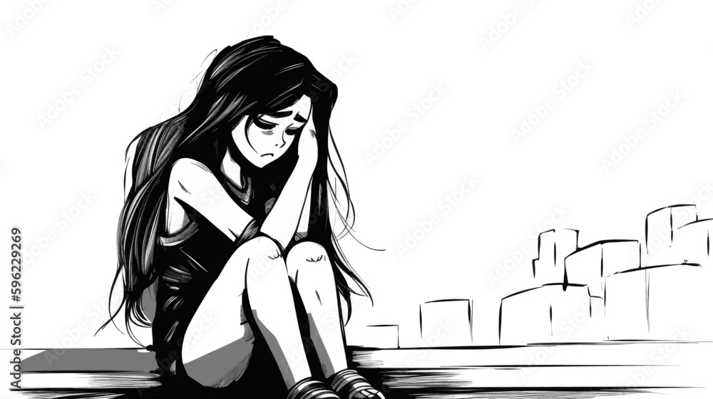 Girl in depression. Bad psychological state. Mental health awareness ...