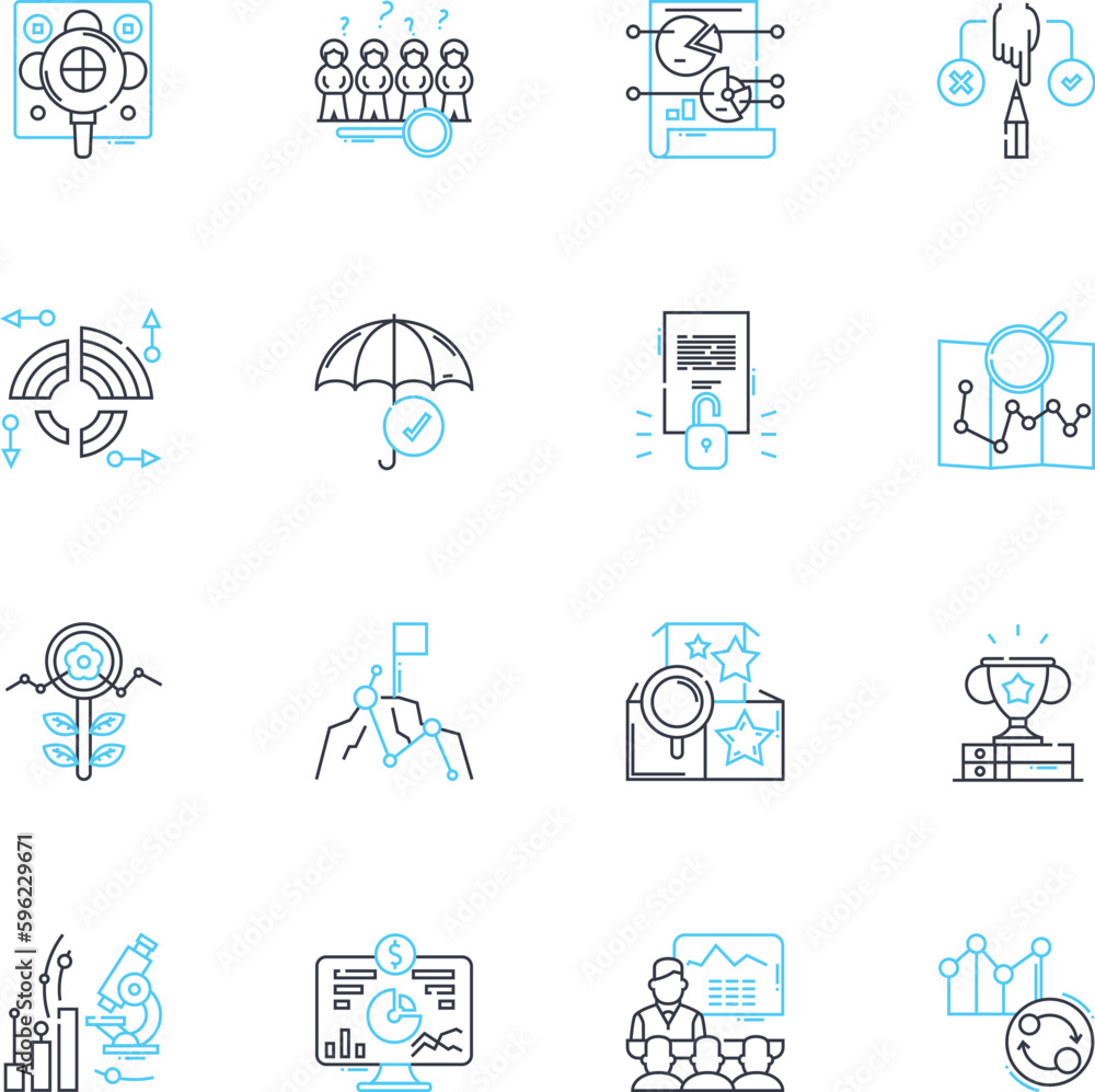 Inspection Linear Icons Set Evaluation Verification Audit Assessment Testing Analysis