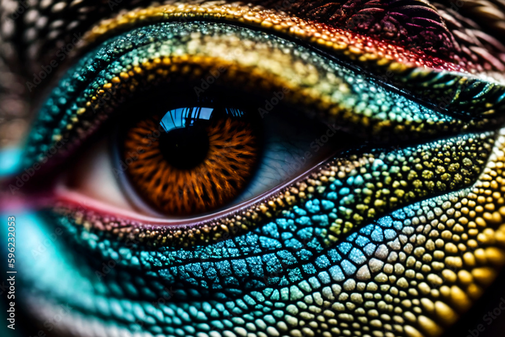 Close-up of a dragon eye with a dragon eye pattern on the iris and a ...