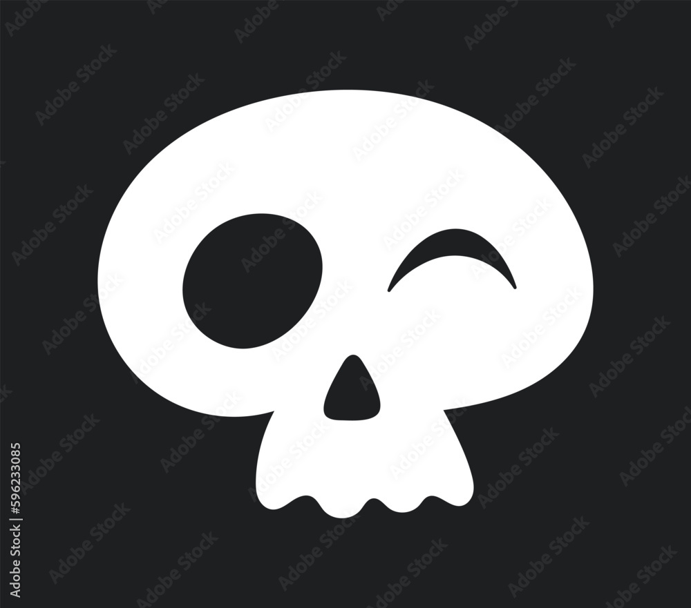 Cute white skull icon. Wink head from skeleton. Dia De Los Muertos and ...