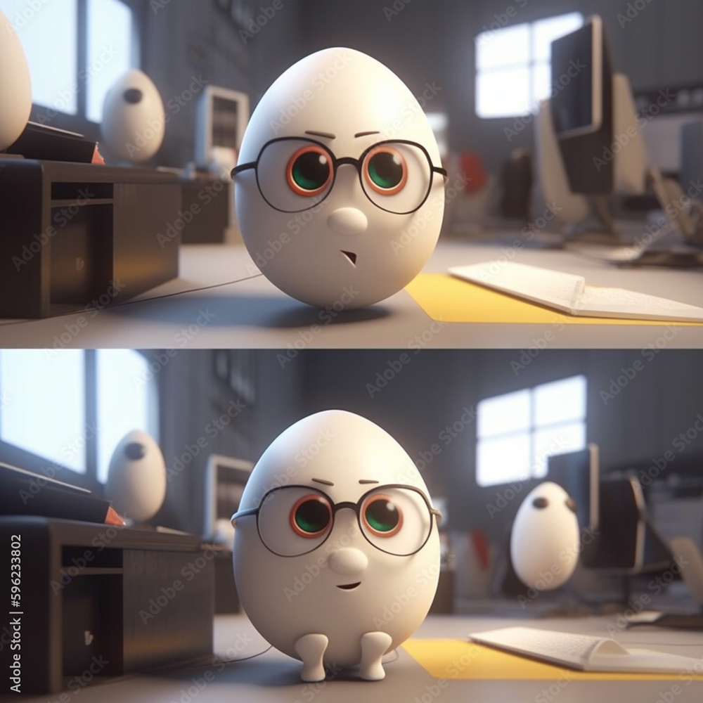 A cute egg office work cartoon IP character character , Generative Ai ...