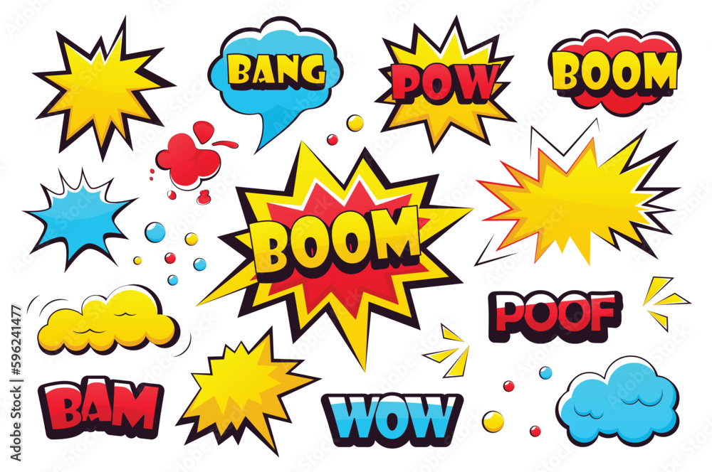Concept Boom expression. A set of flat, cartoon-style design elements ...
