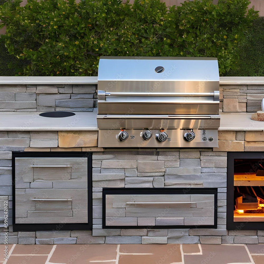 2 A custom-built outdoor kitchen with a pizza oven, grill, and sink for ...