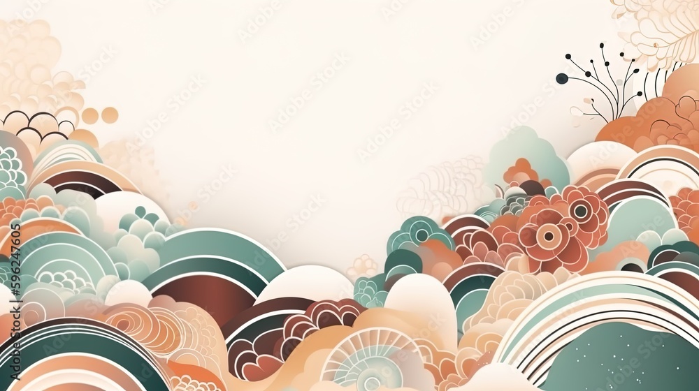 organic asian japanese line wave pattern oriental pattern traditional ...