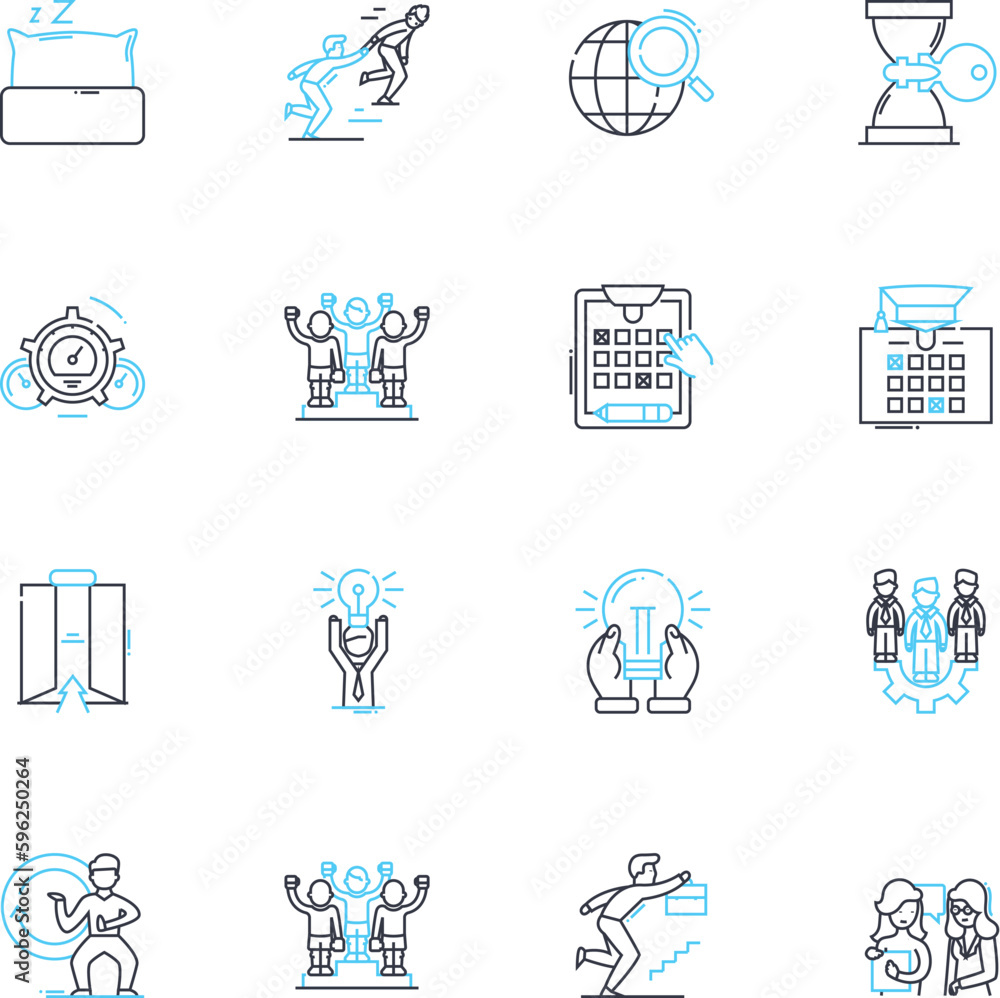 Adaptability and flexibility linear icons set. Versatility ...