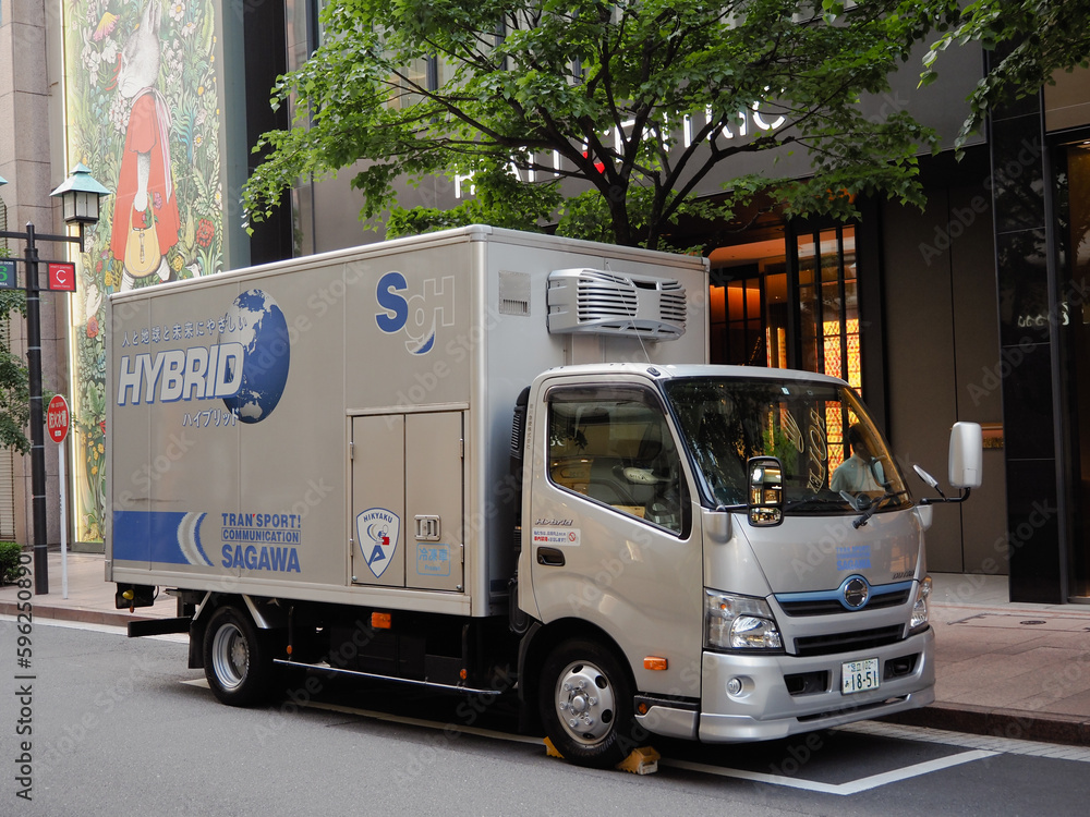 TOKYO, JAPAN - April 19, 2023: A Sagawa delivery truck parked in a ...