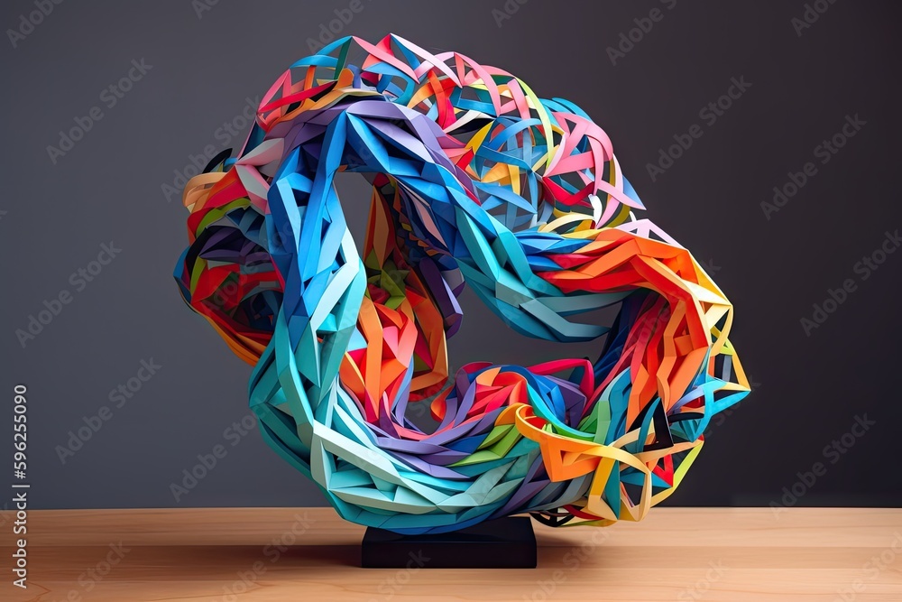 mind-bending sculpture made of interlocking shapes and colors, created with generative ai Stock ...