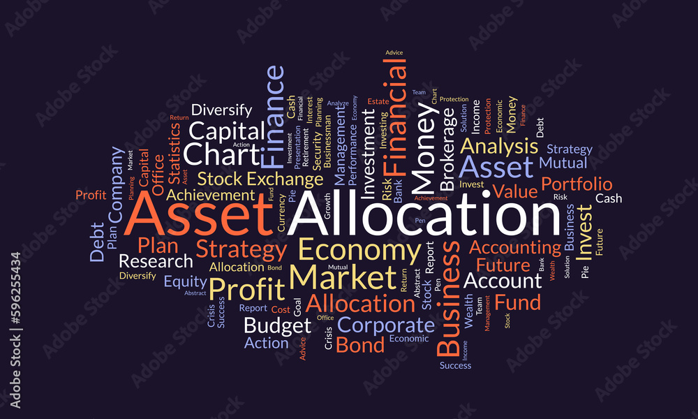 Word cloud background concept for Asset allocation. Money management ...