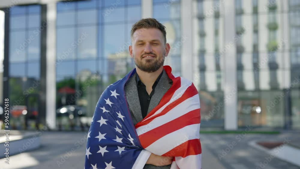 Happy Caucasian Man Proudly Representing His Home Country and Putting ...